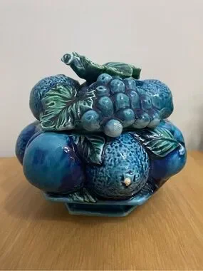 Kitchen | Vintage Inarco Mood Indigo Blue Ceramic Fruit Candy Cookie ...